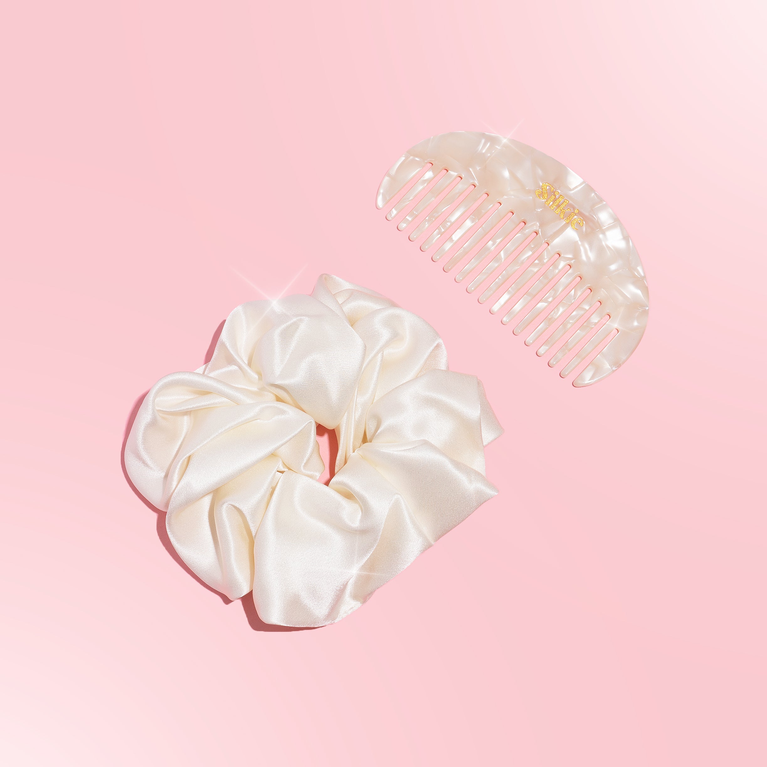 Silkie Styling Duo – Acetate Comb & Deluxe Scrunchie – Shop Silkie